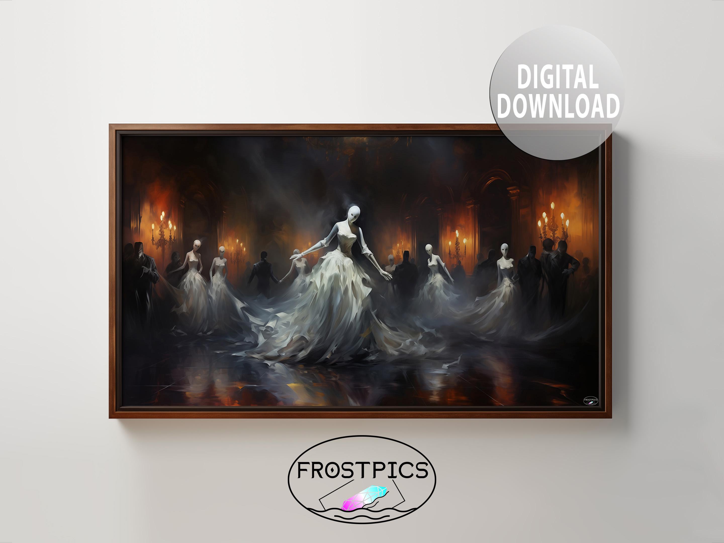 Danse Macabre Halloween Formal Ball Dancing Genre Scene - Landscape ...