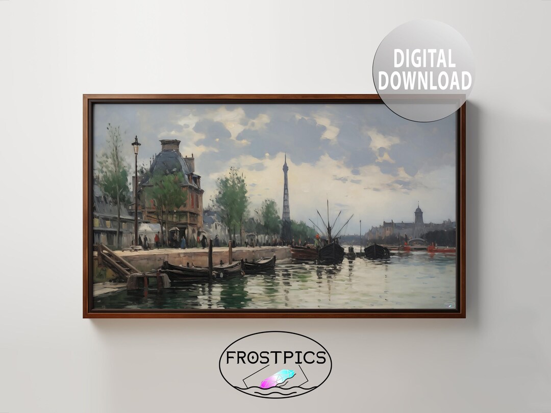 Seine River Paris Rowing Boats Genre Scene Impressionism - Landscape ...