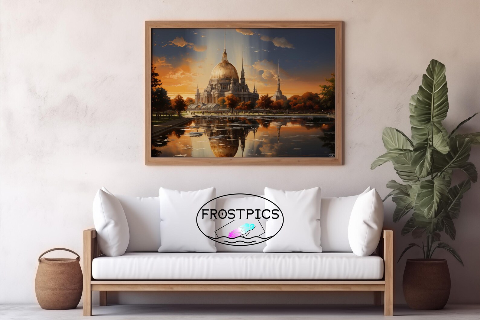 Futurist Basilica Fantasy Church Building Golden Hour - Landscape ...