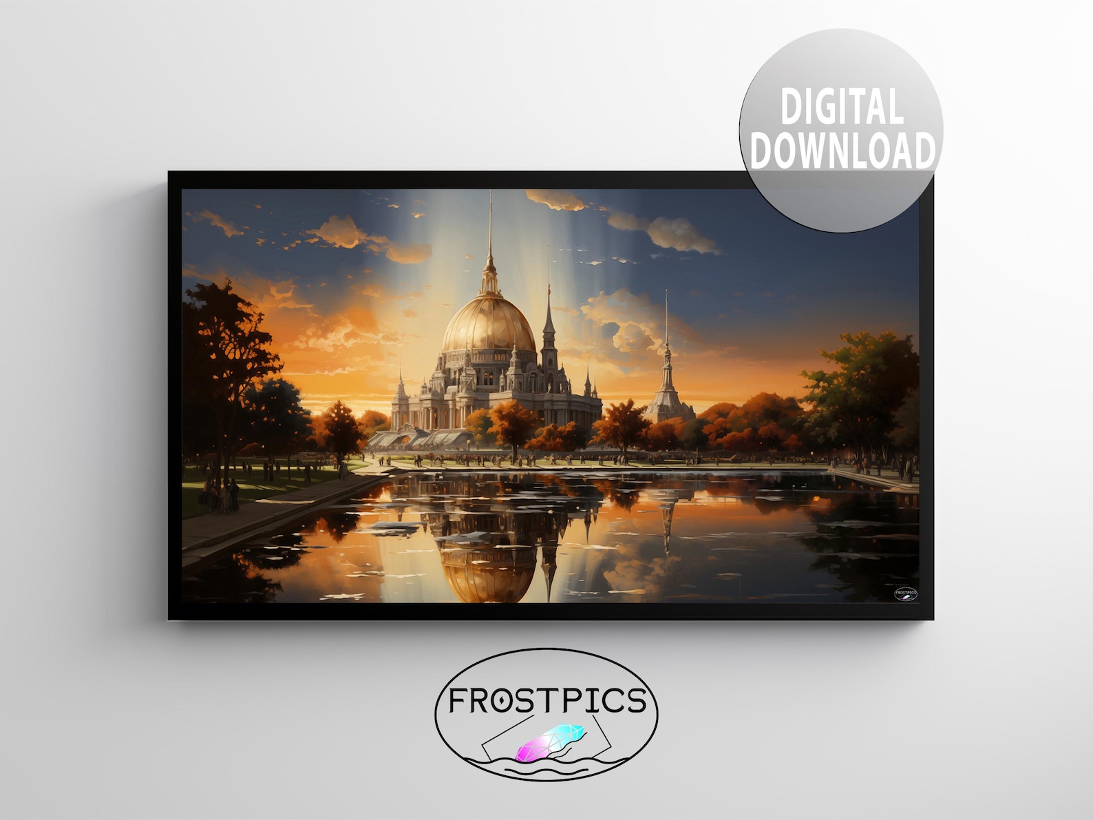 Futurist Basilica Fantasy Church Building Golden Hour - Landscape ...