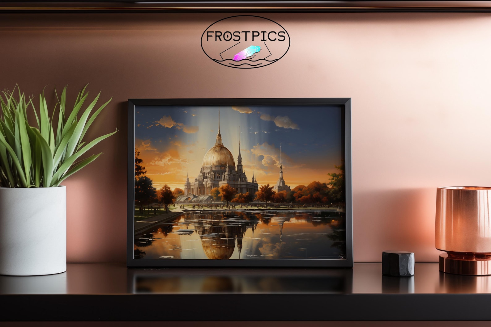 Futurist Basilica Fantasy Church Building Golden Hour - Landscape ...