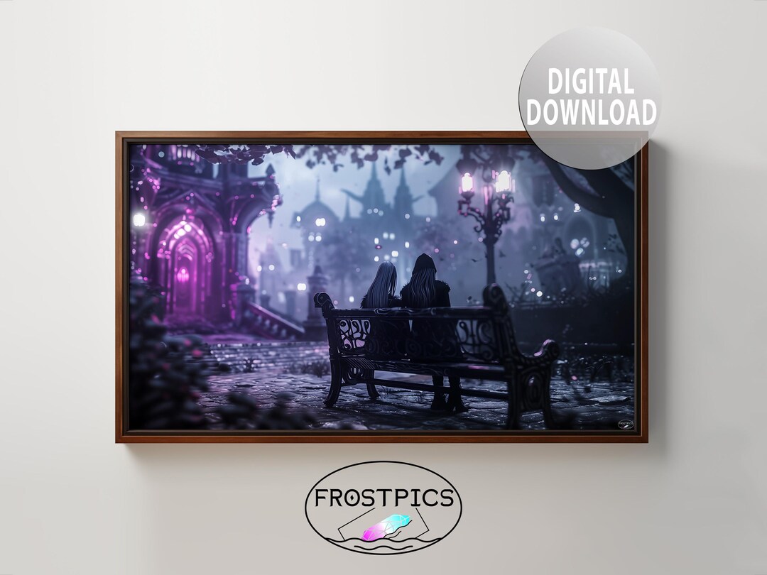 Park Bench Drow Lovers Fantasy Night Elf Dark Romantic Genre Scene ...