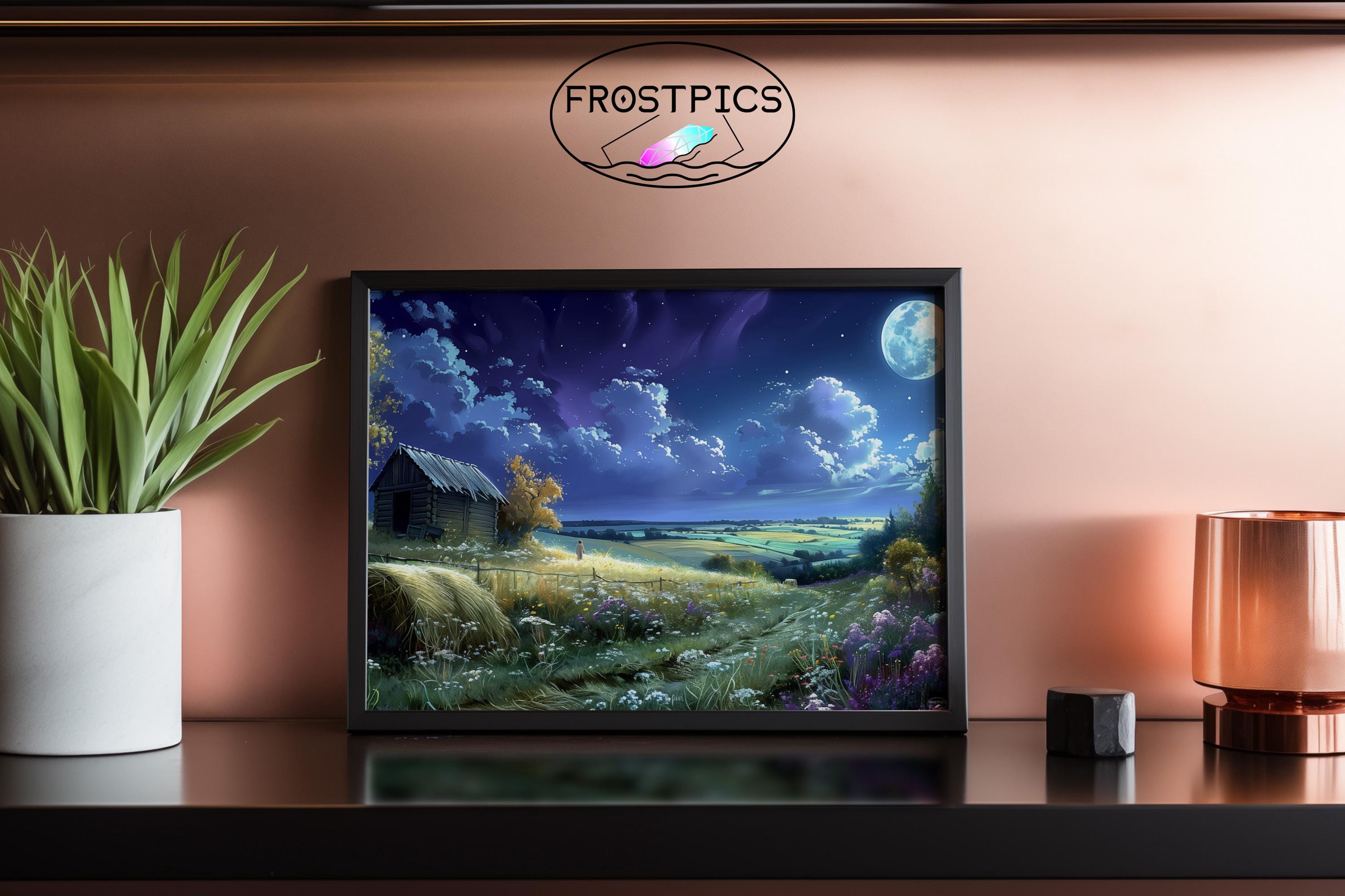 Rural Farm Neon Nightscape Vaporwave Synthscape Fantasy - Landscape ...