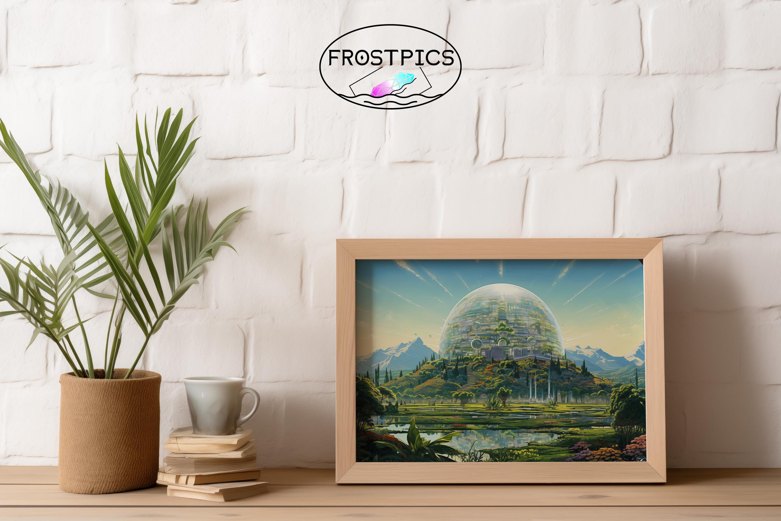 Futurist Globe Arcology Fantasy Future Dome Artistic Print Landscape ...