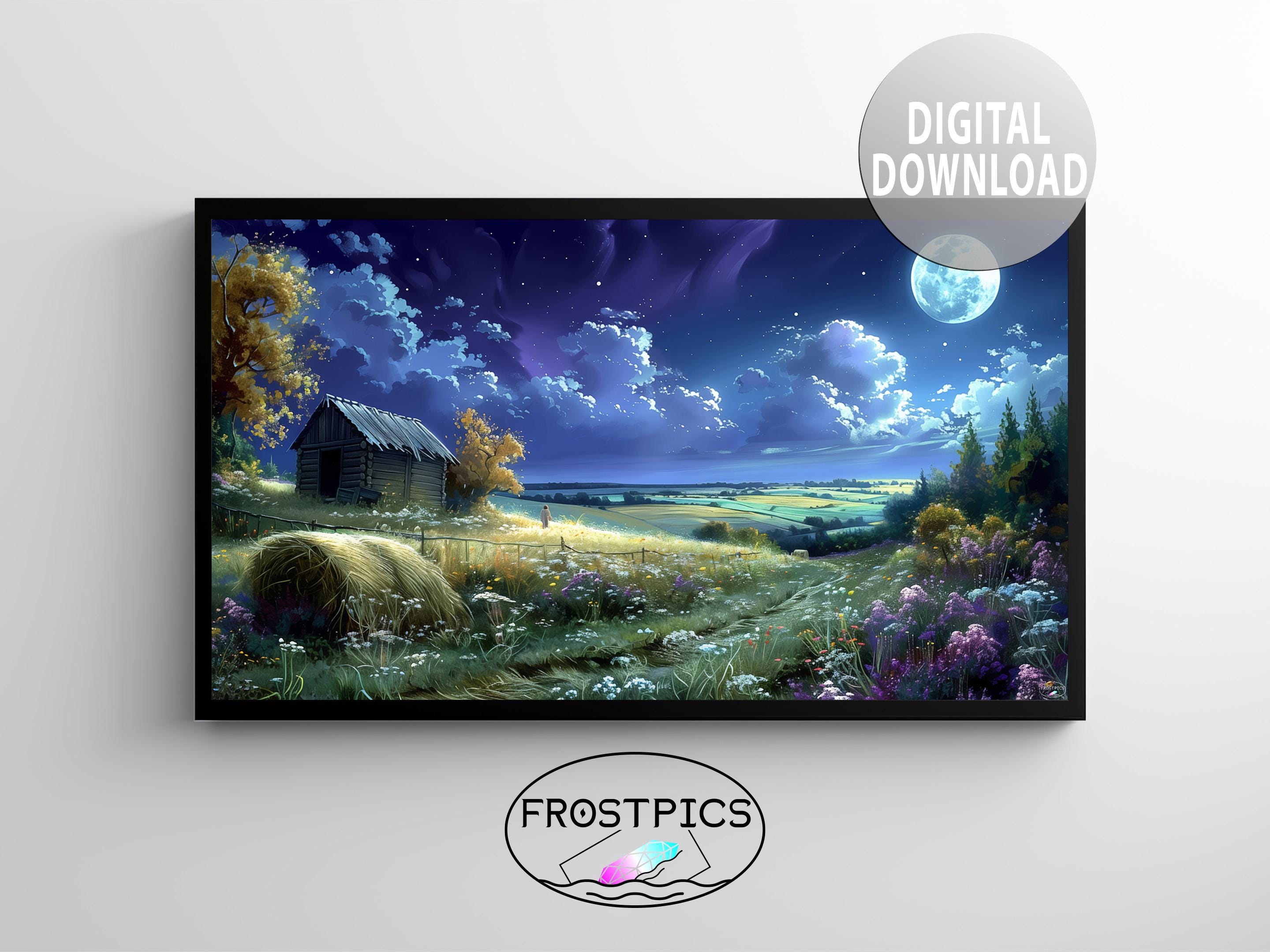 Rural Farm Neon Nightscape Vaporwave Synthscape Fantasy - Landscape ...