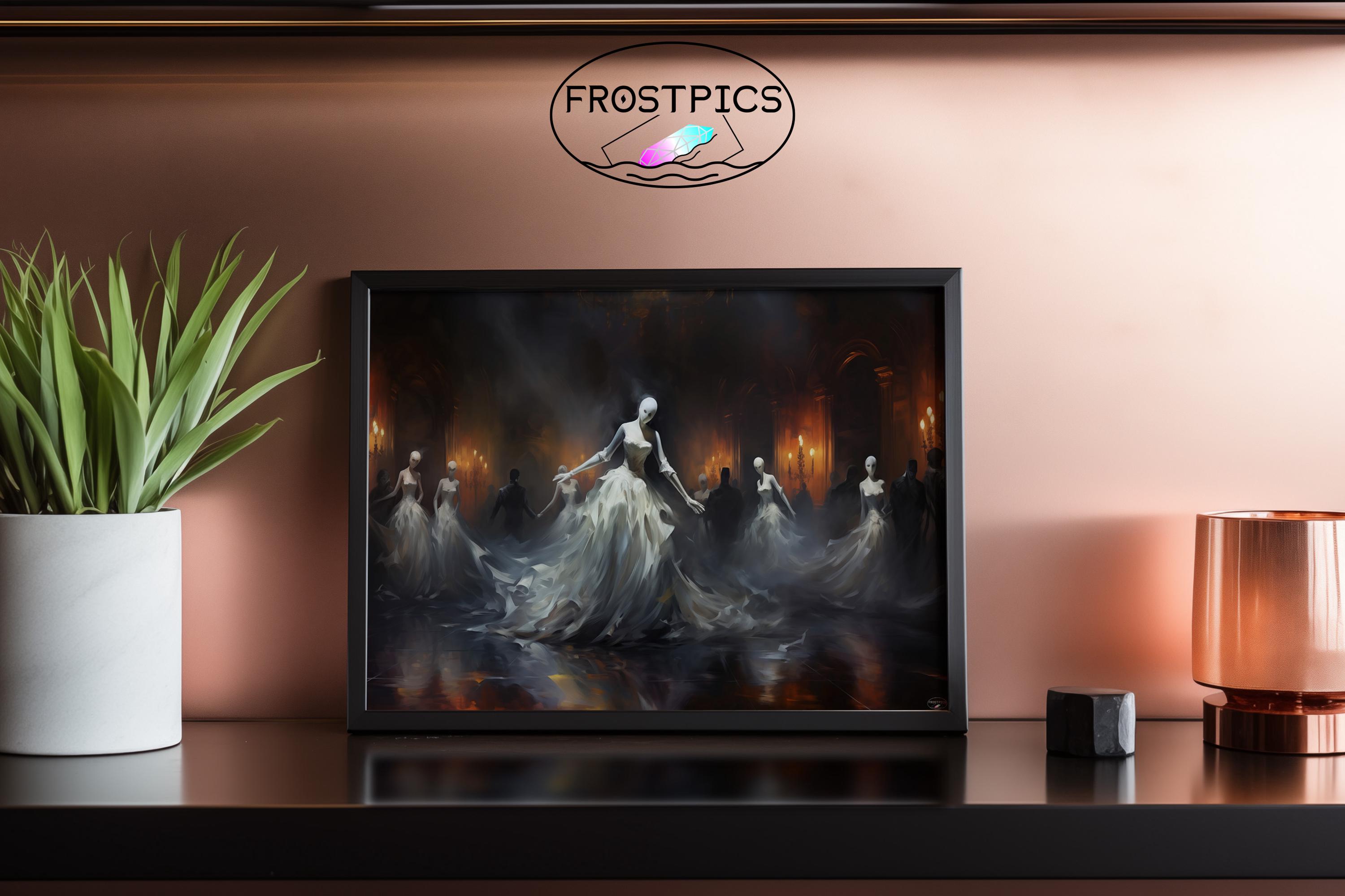 Danse Macabre Halloween Formal Ball Dancing Genre Scene - Landscape ...