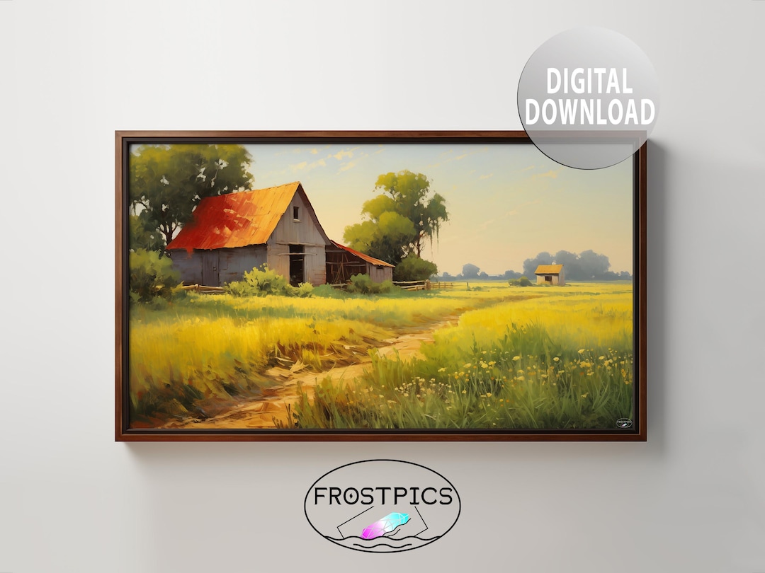 Rural Farm Painting - Printable Wall Art - Digital Download - TV Frame ...