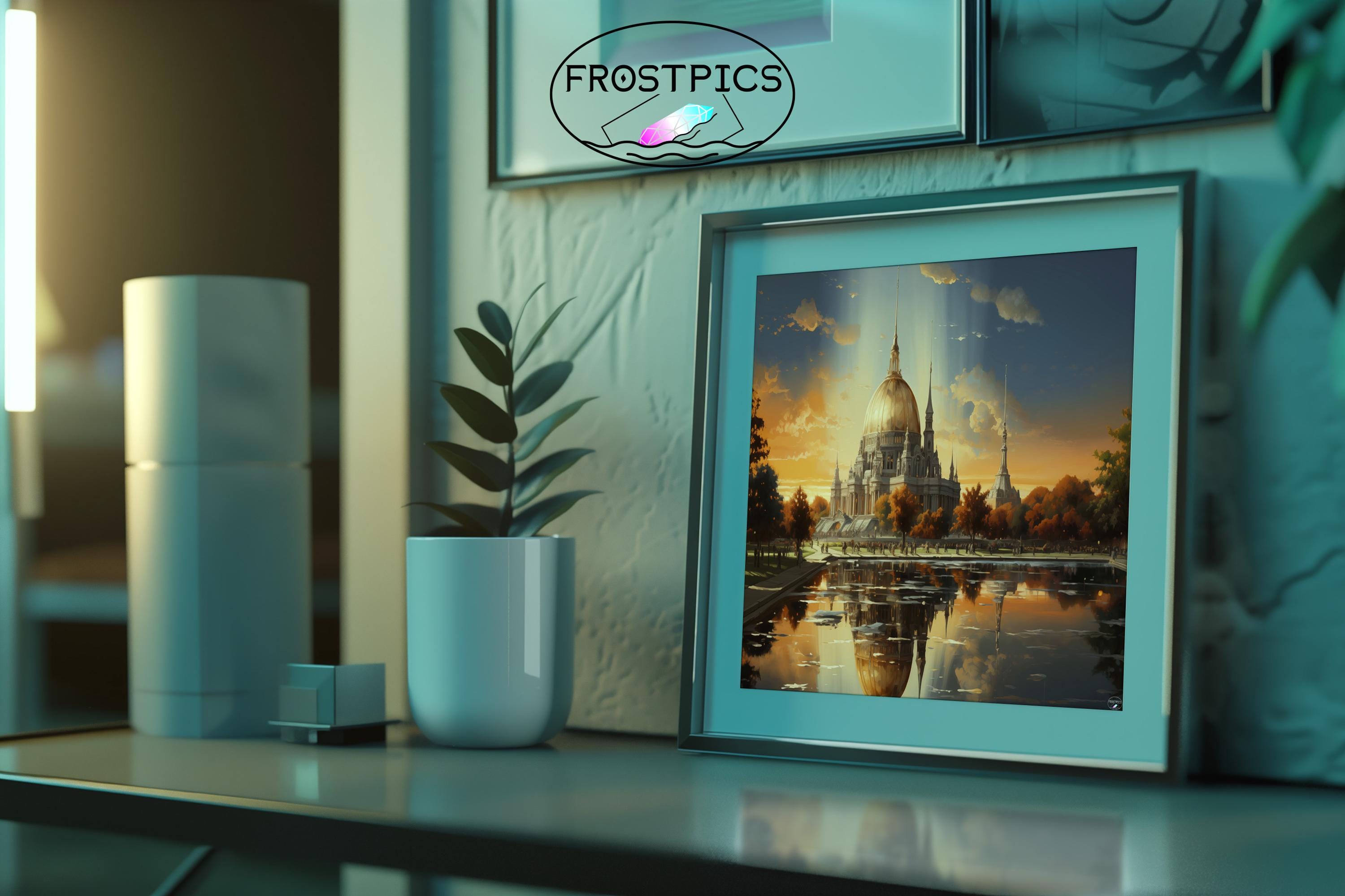 Futurist Basilica Fantasy Church Building Golden Hour - Landscape ...