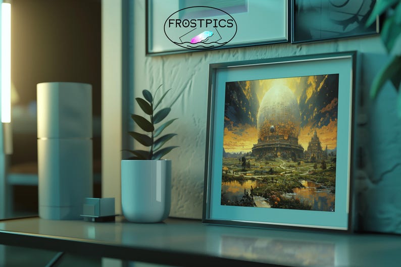 Futurist Globe Arcology Fantasy Dome Golden Hour Utopia - Landscape ...