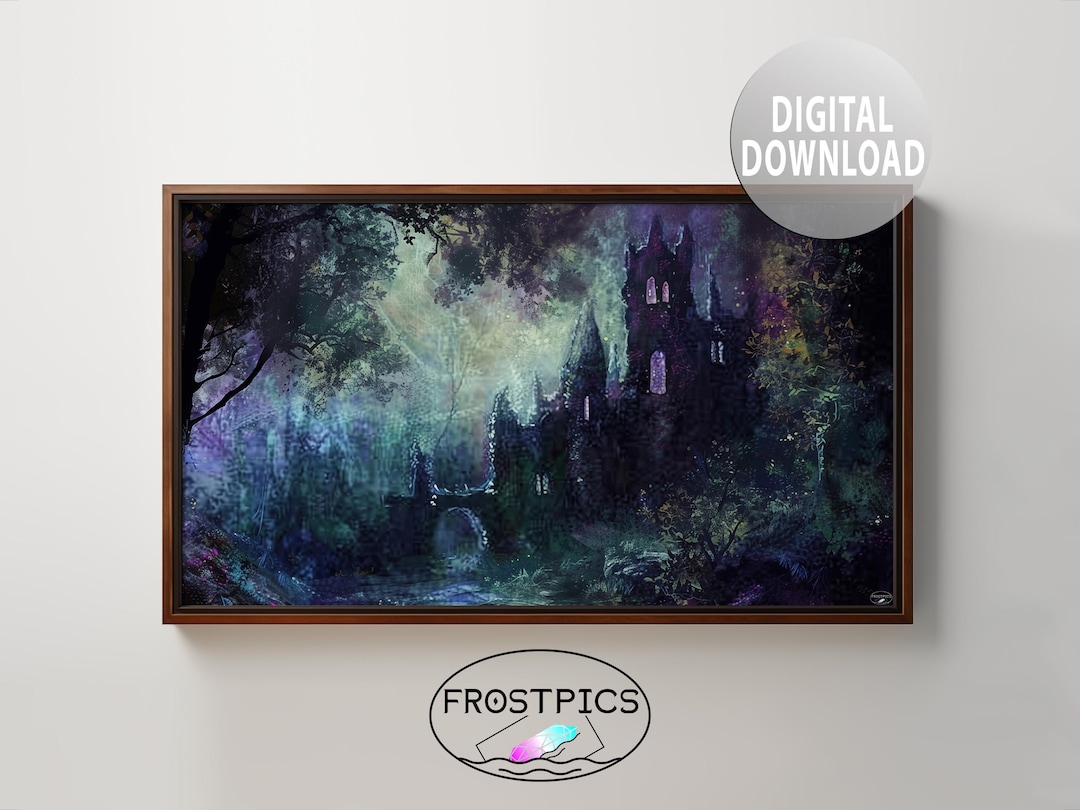 Castle Dark Forest Gothic Synthwave Noir Night Impressionism Landscape ...