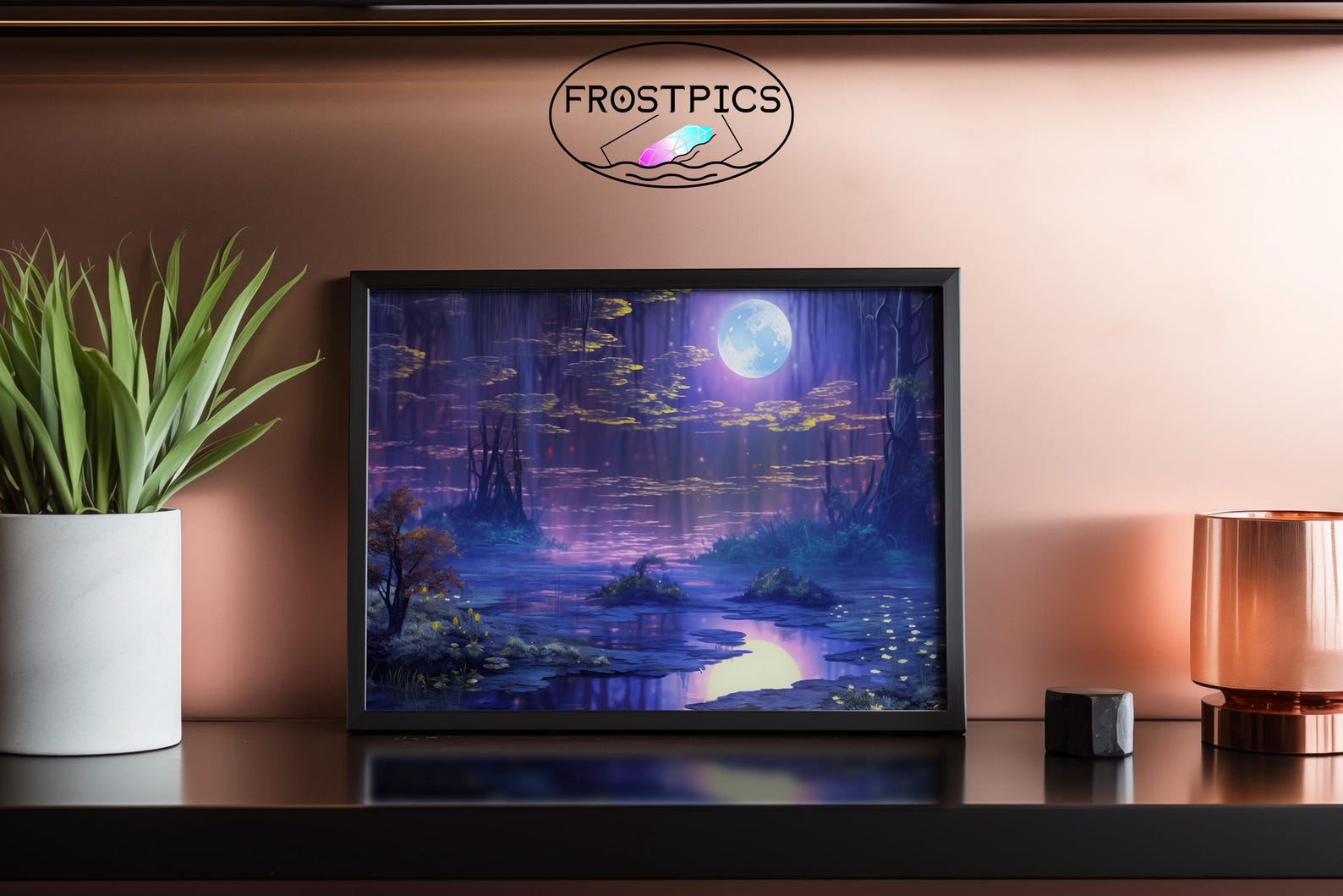 Mystic Forest Marsh Synthwave Fantasy Neon Night Calming Landscape ...