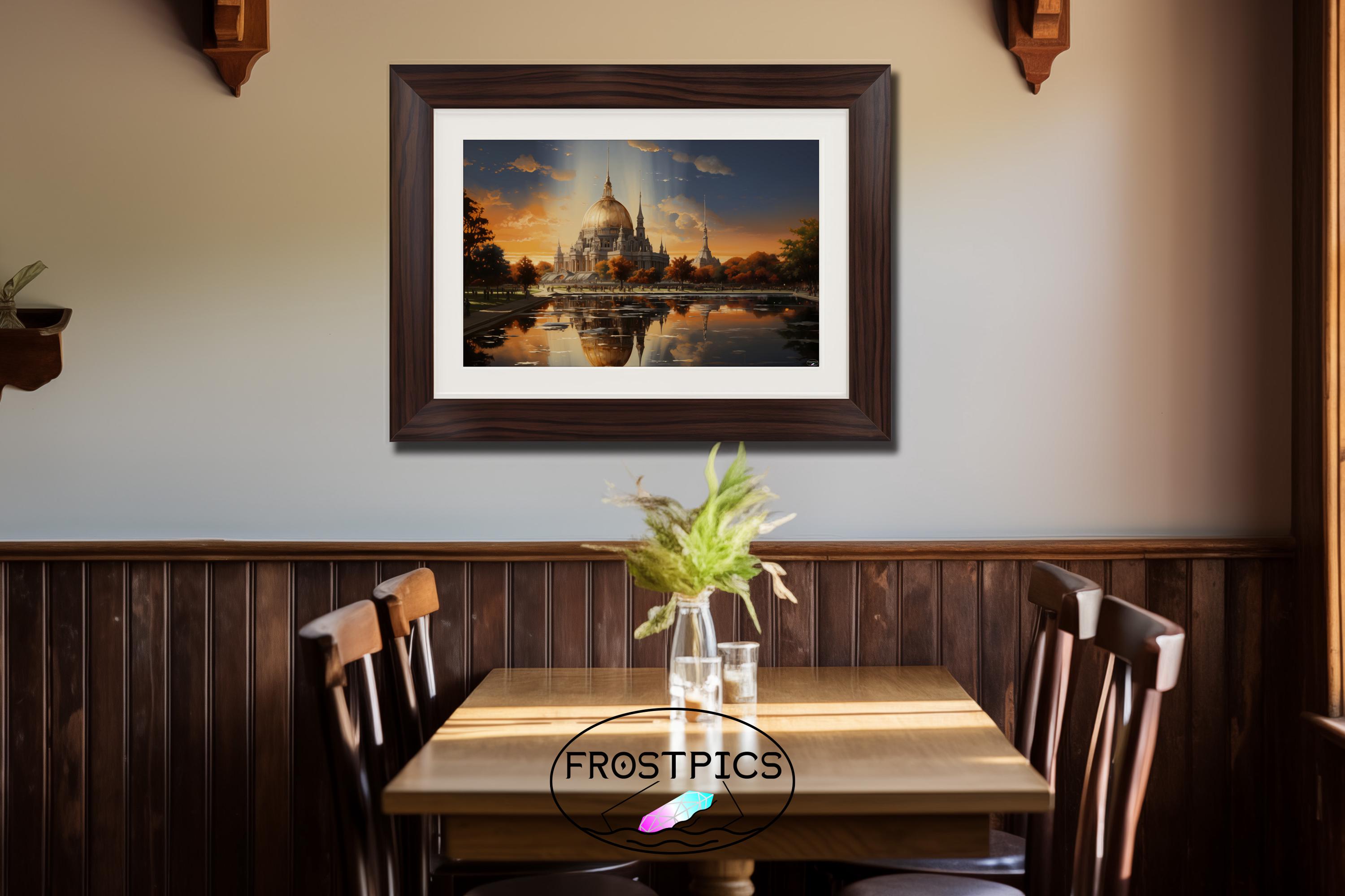 Futurist Basilica Fantasy Church Building Golden Hour - Landscape ...