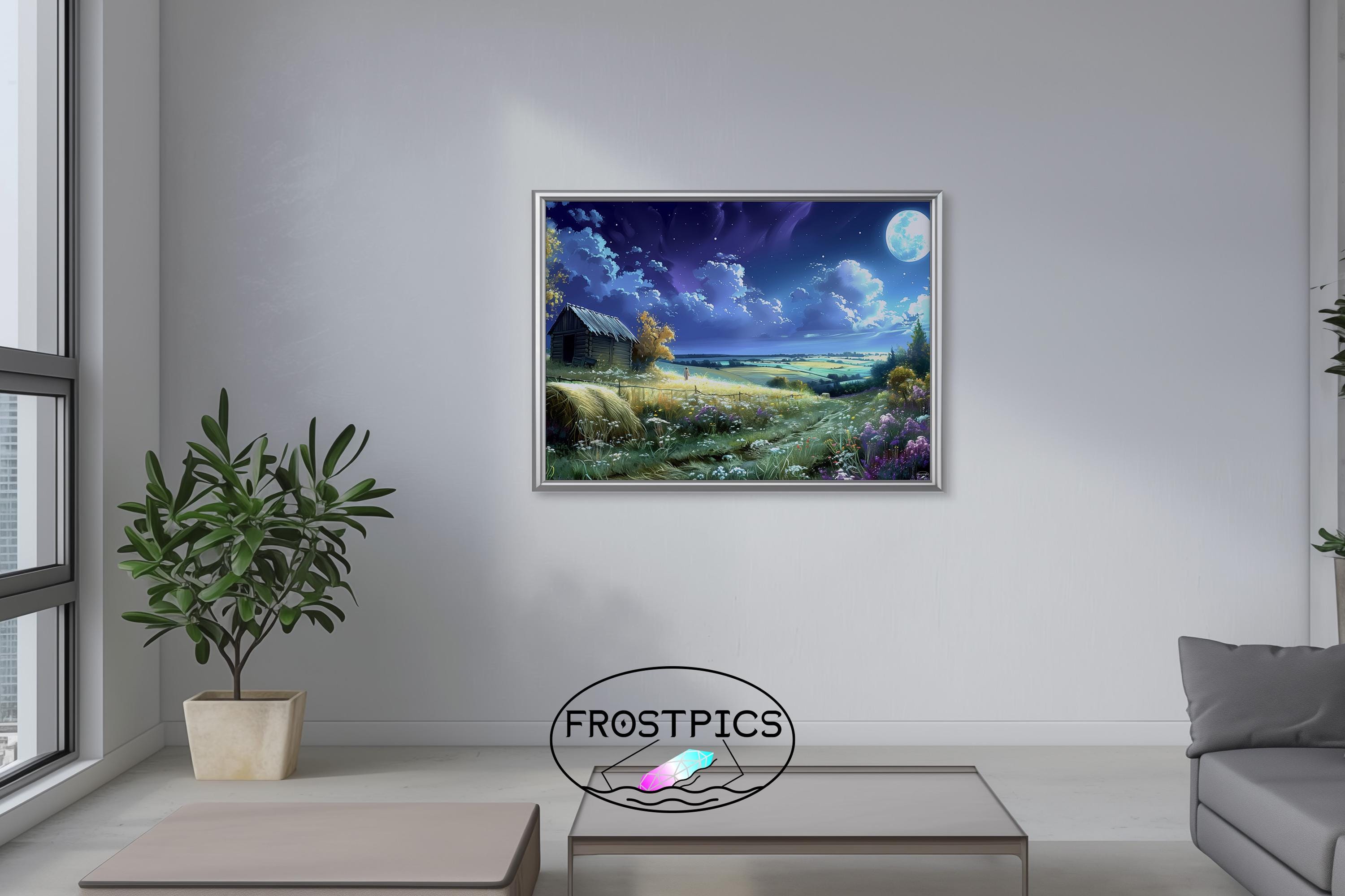 Rural Farm Neon Nightscape Vaporwave Synthscape Fantasy - Landscape ...