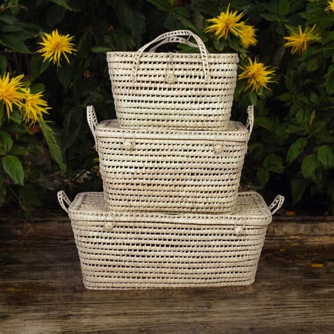 Wicker Basket Wicker Toy Box Storage Basket Toy Trunk Rattan Palm ...