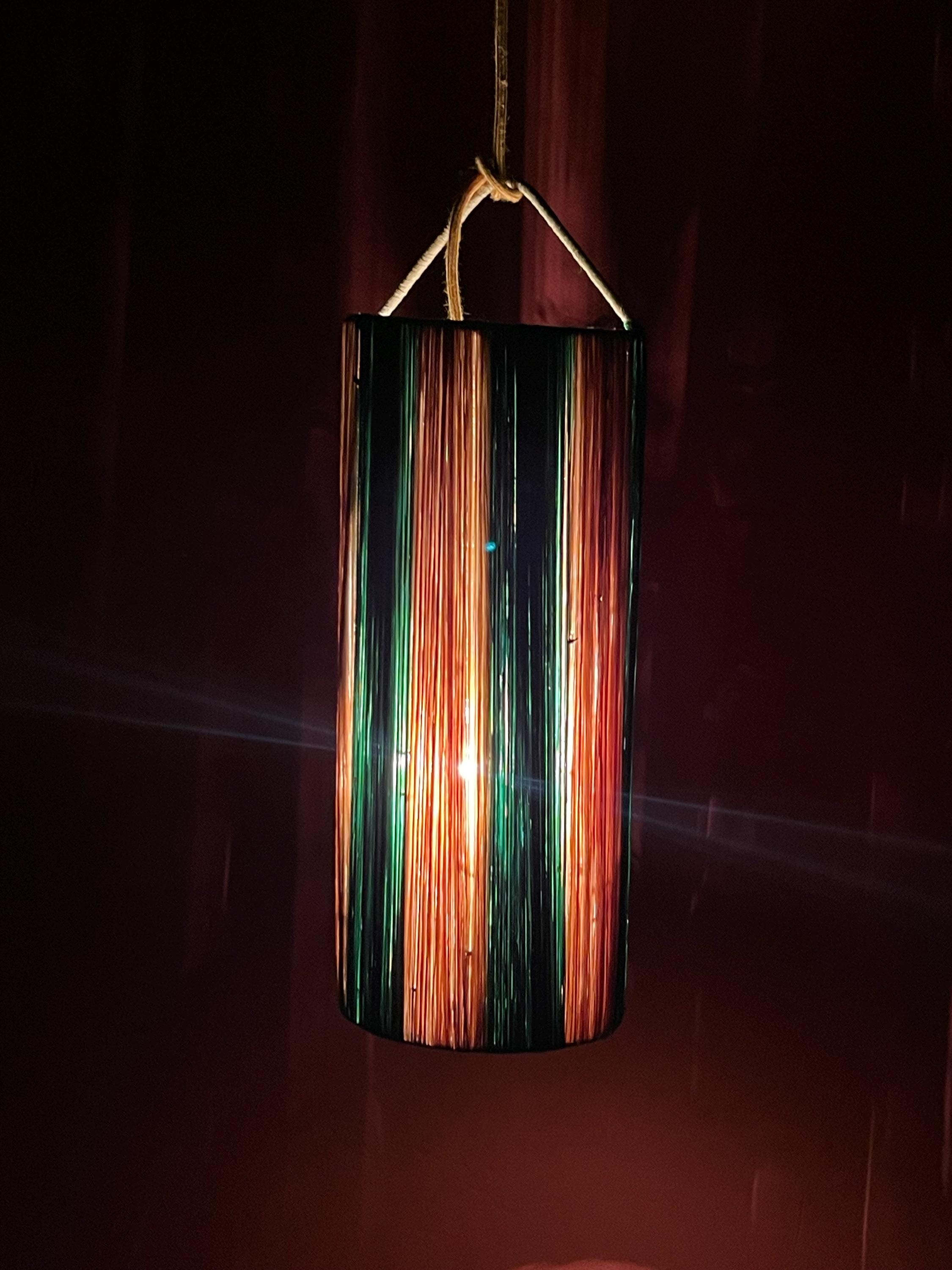 Raffia Lamp, Raffia Pendant Light Natural Wicker Chandelier Hanging ...