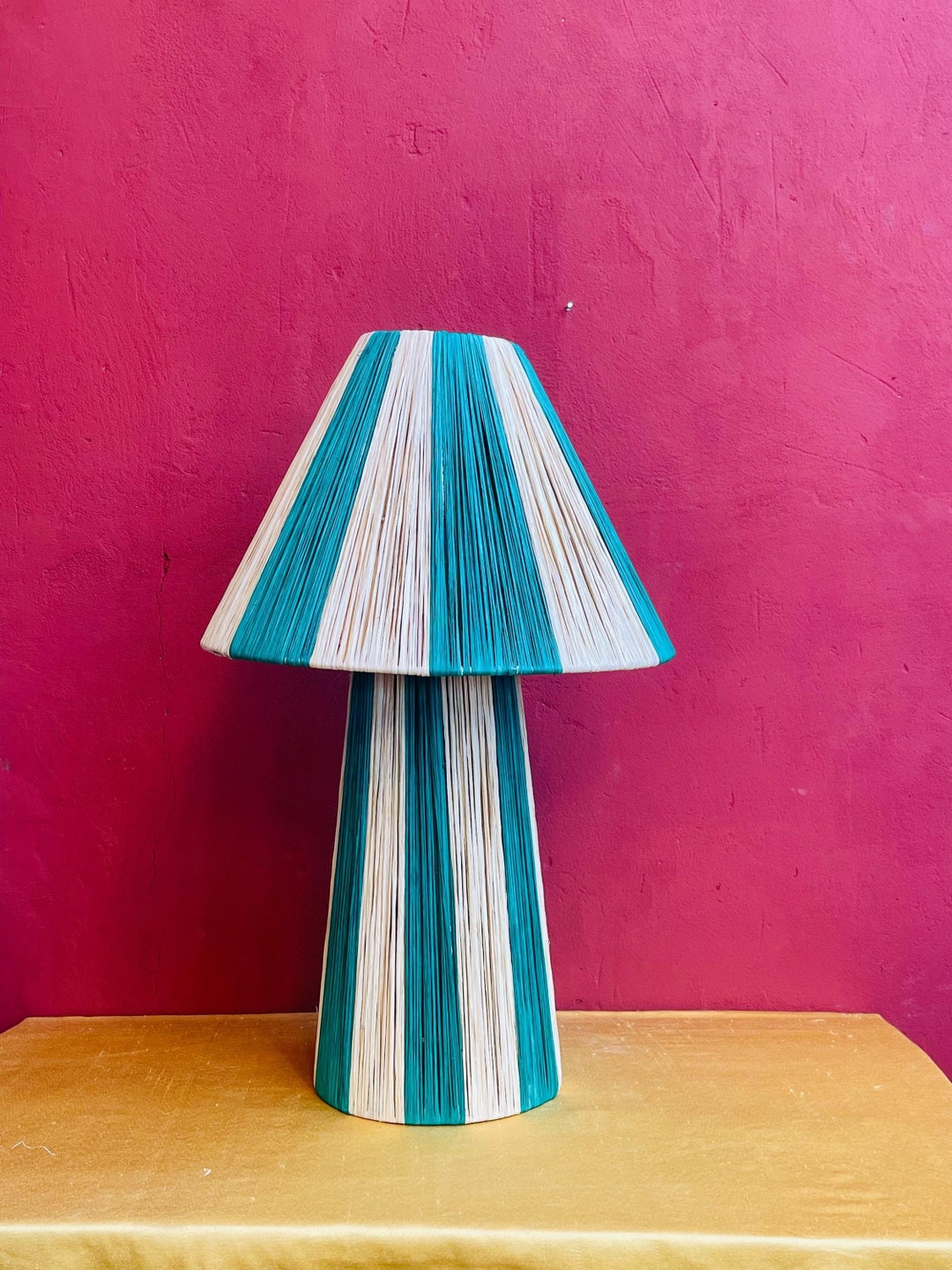 Raffia Table Lamp With Natural Rattan Lampshade Wicker Lamp Shade and ...