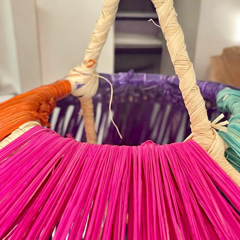 Raffia Pendant Light , Multicolor Hanging Lamp Shade in Raffia, Raffia ...