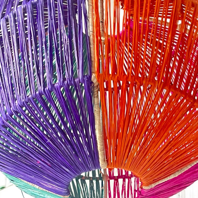 Raffia Pendant Light , Multicolor Hanging Lamp Shade in Raffia, Raffia ...