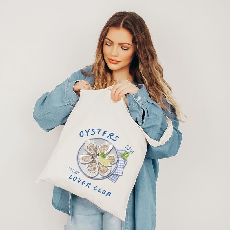 Oysters Lover Club Retro Tote Bag, Oystertote Bag, Italian Theme ...