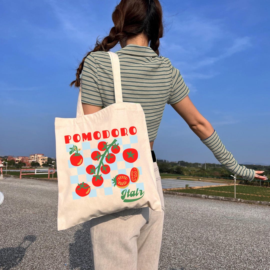Tomato Tote Bag, Italian Market Tote Bag, Pomodoro Italy Shopping Bag ...