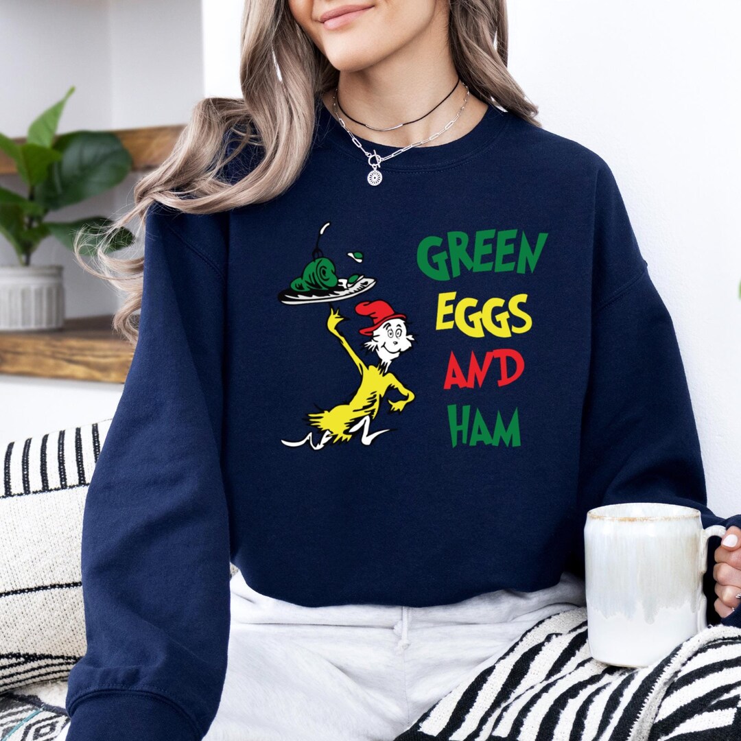 Green Ham Sweatshirt, Reading Day Sweatshirt, Cat in Hat Sweater, Read ...