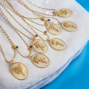 Birth Flower and Birthstone Pendant Necklace Personalized Jewelry ...
