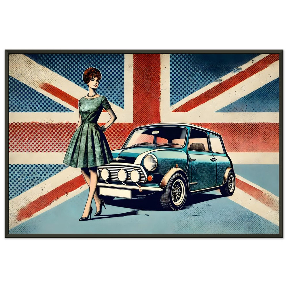 Mini Cooper Vintage Car Premium Matte Paper Metal Framed Poster ...