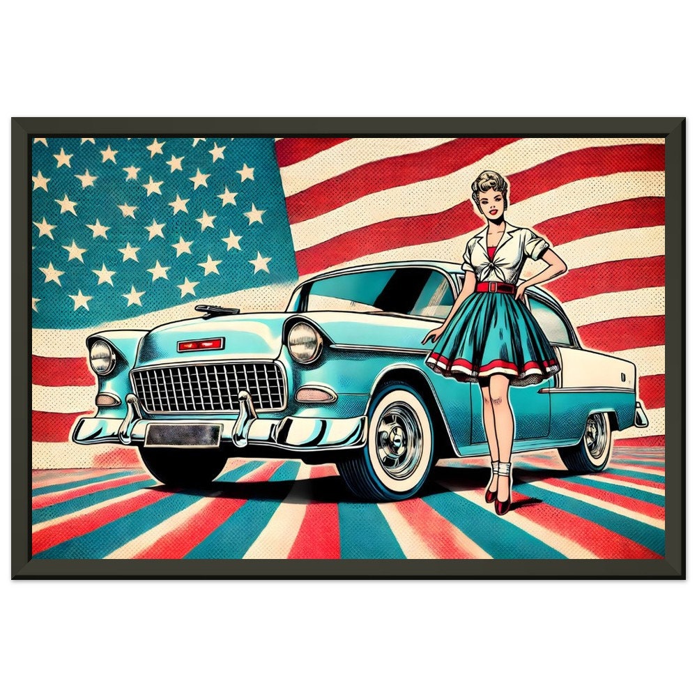 Chevrolet Bel Air Vintage Car Premium Matte Paper Metal Framed Poster ...