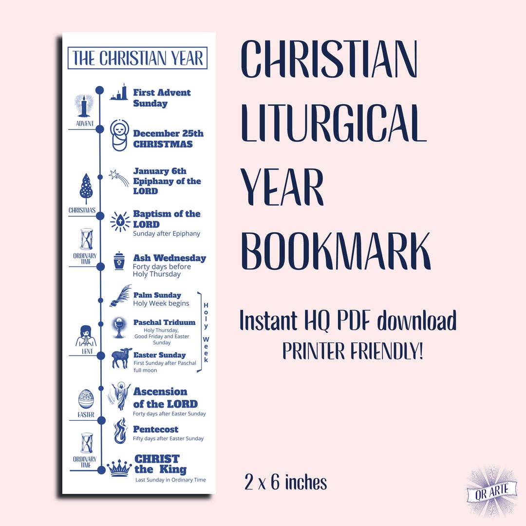 Catholic Liturgical Year Bookmark: Christian Calendar Infographic (PDF ...