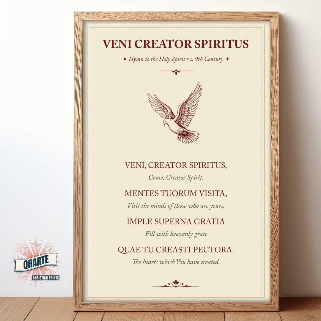 Veni Creator Spiritus Poster: Holy Spirit Latin Hymn Catholic Print ...