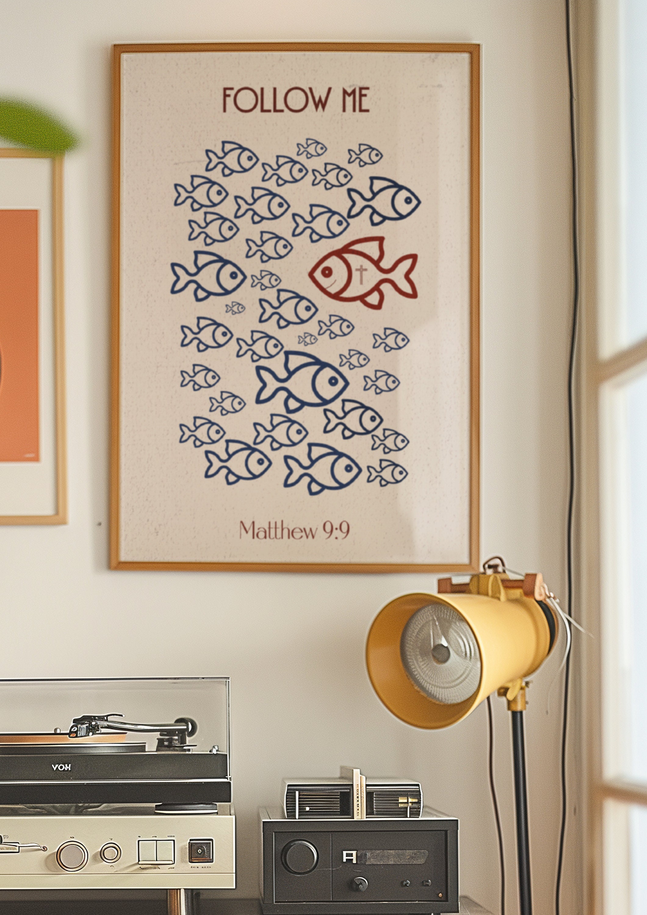 Bible Verse Printable Poster Follow Me Fish Nice Christian Art for Home ...