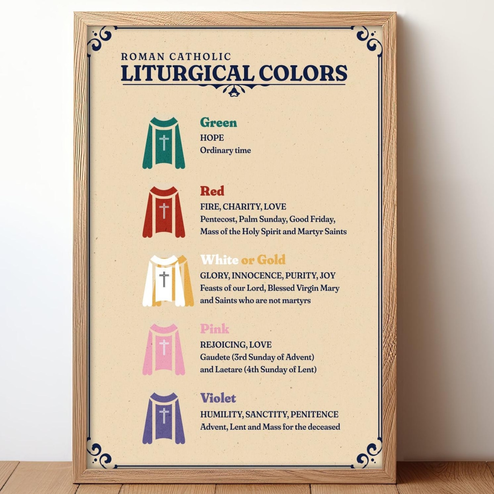 Liturgical Colors Catholic Poster: Vestment Chart, Classroom Decor ...