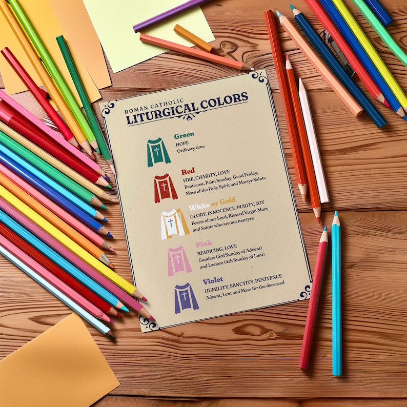 Catholic Liturgical Colors Print - Christian Educational Wall Art for ...