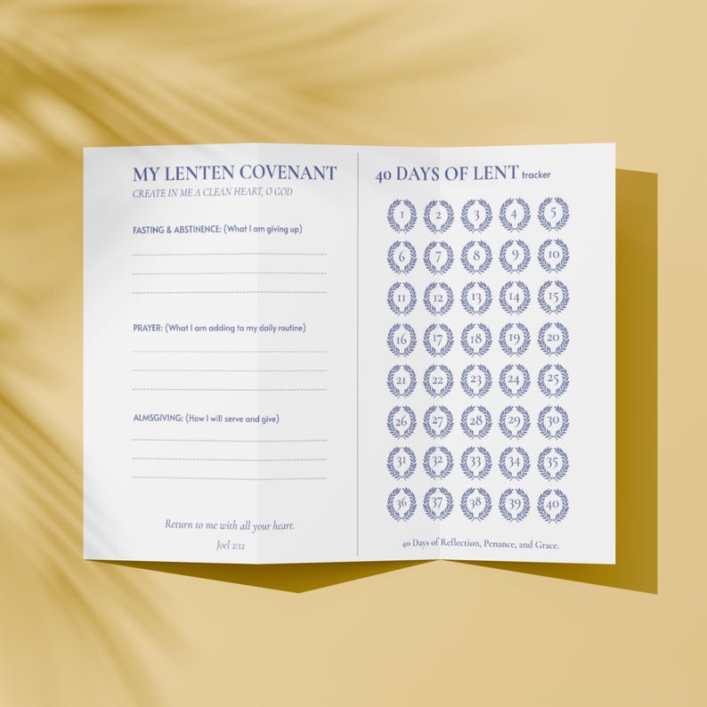 Lenten 40 Day Tracker Printable: Catholic Lent Prayer & Fasting Journal ...