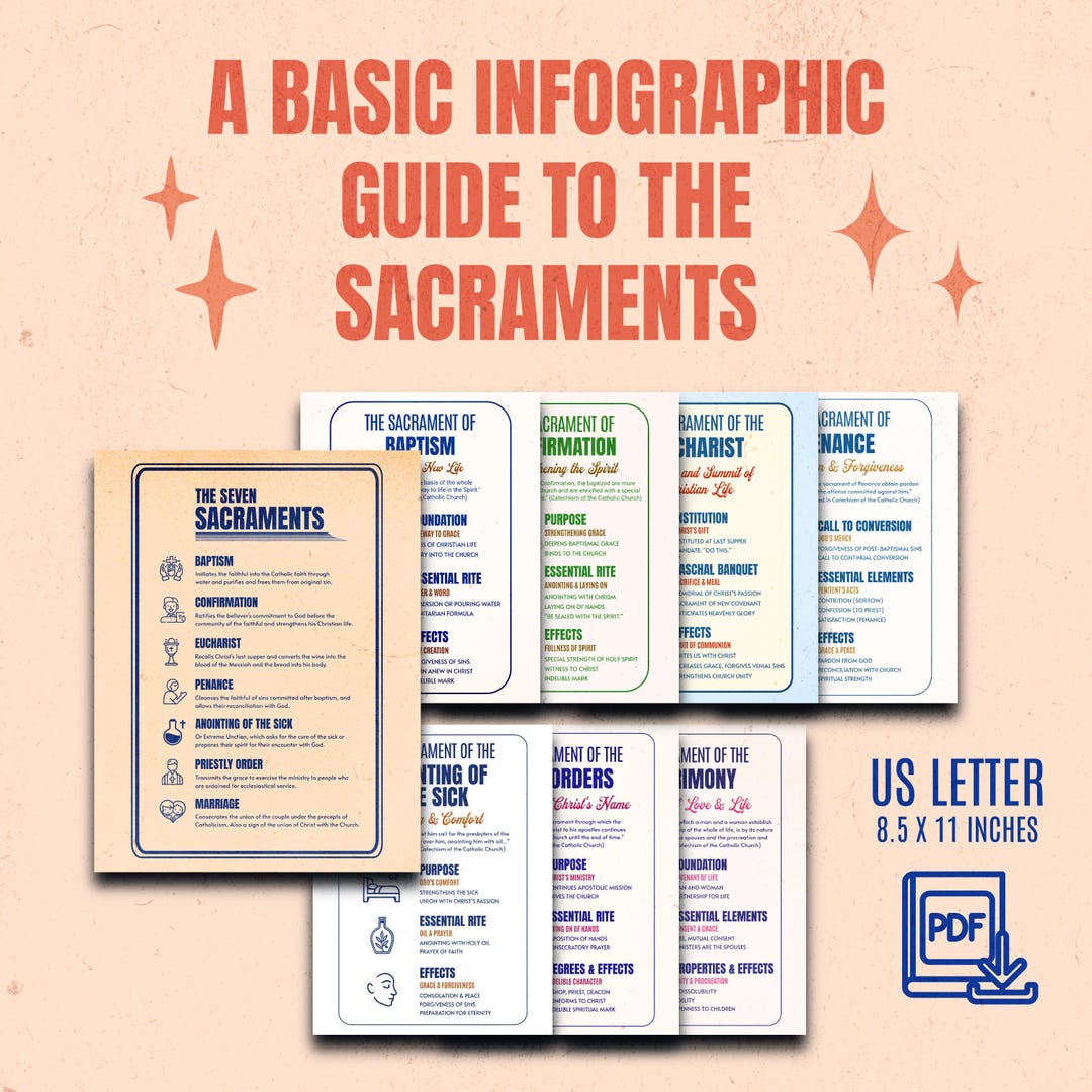 Seven Sacraments Catholic Study Guide: Infographic PDF, Catechism ...