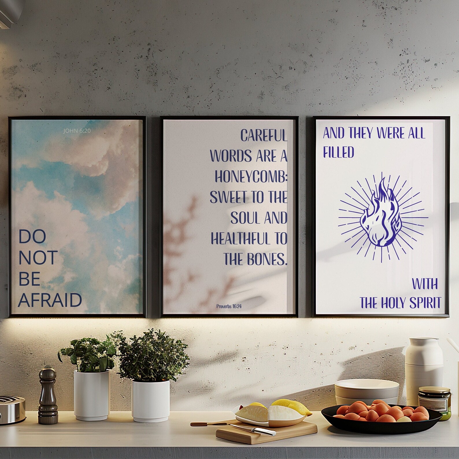 Three Bible Quotes Posters Bundle - Modern Christian Printable Wall Art ...