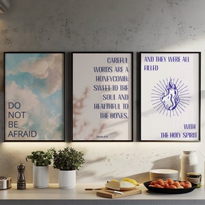 Three Bible Quotes Posters Bundle Modern Christian Printable Wall Art ...
