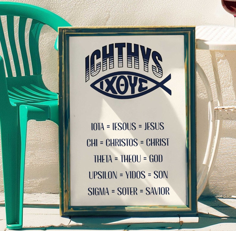 Ichthys Christian Symbol Print: Religious Educational Poster (digital ...