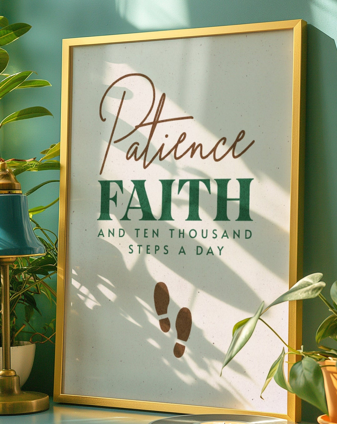 Christian Wall Art: Patience, Faith & 10,000 Steps a Day Poster ...