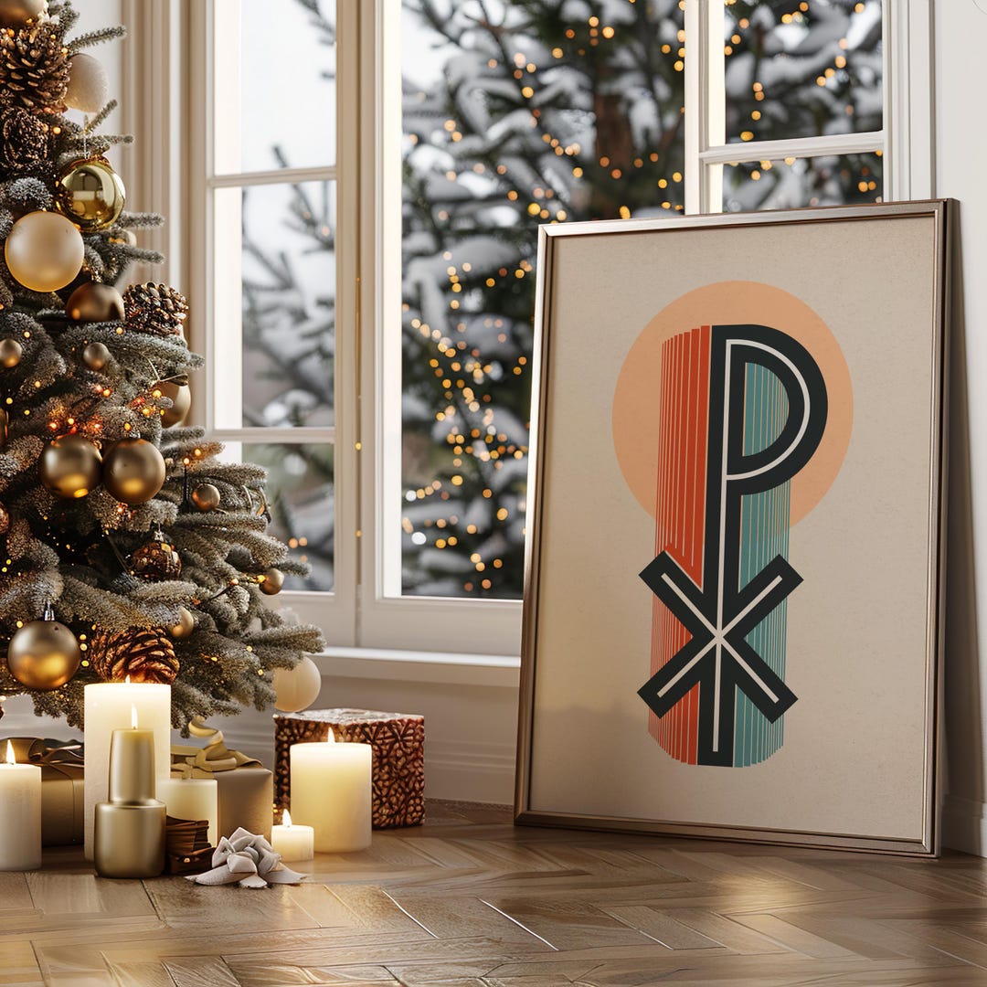 Poster, Chi Rho Christian Symbol Wall Art, Christogram Colorful ...