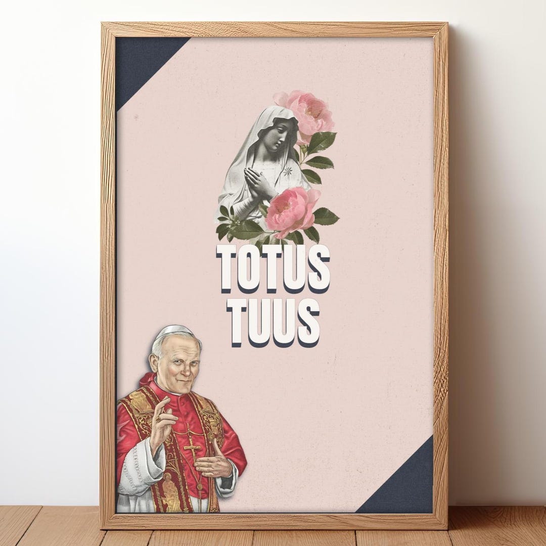 Pope John Paul II Poster - 'totus Tuus' Catholic Wall Art - Etsy