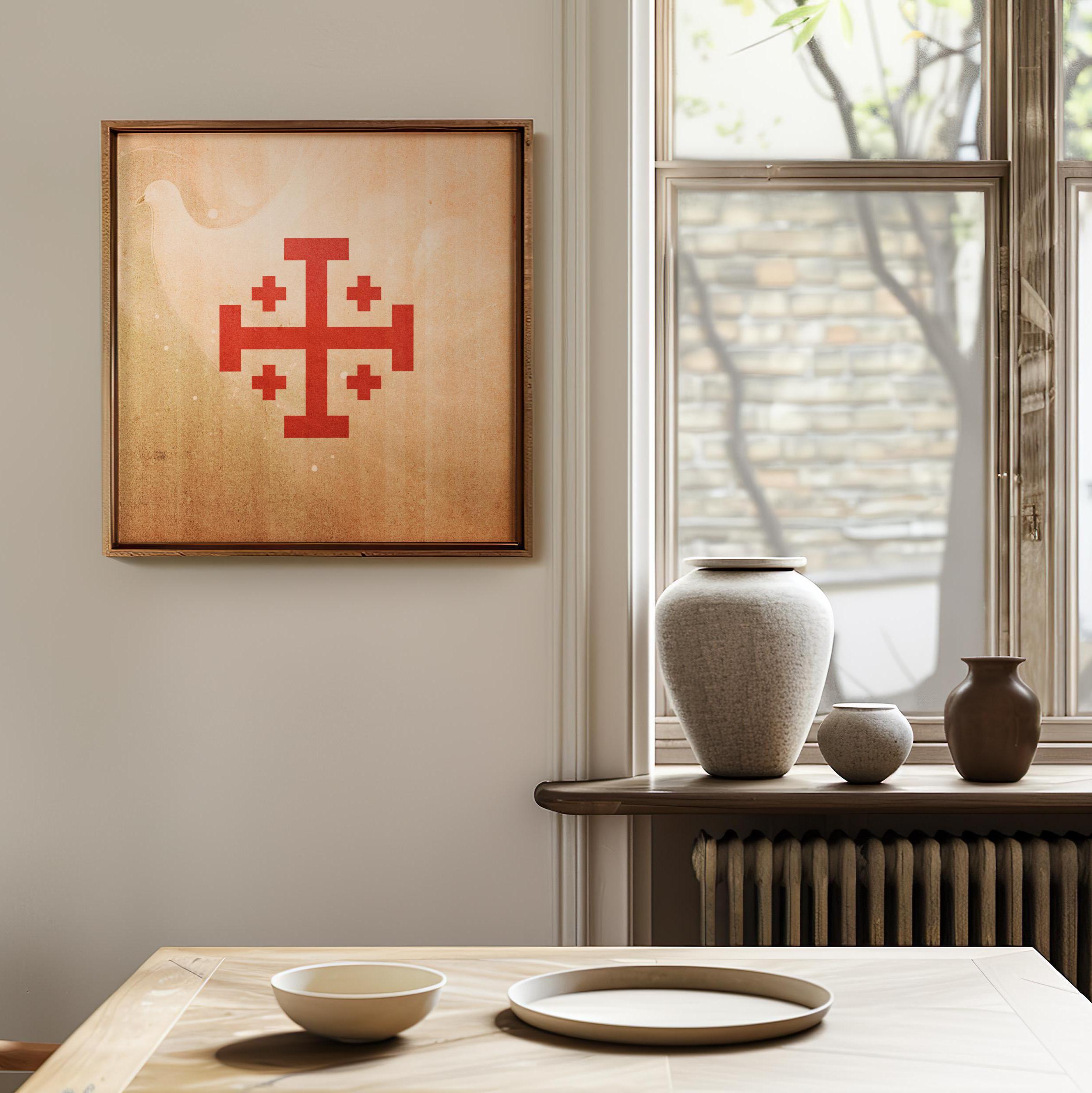 Jerusalem Cross Christian Square Print, Crusades Jesus Christ Cross ...