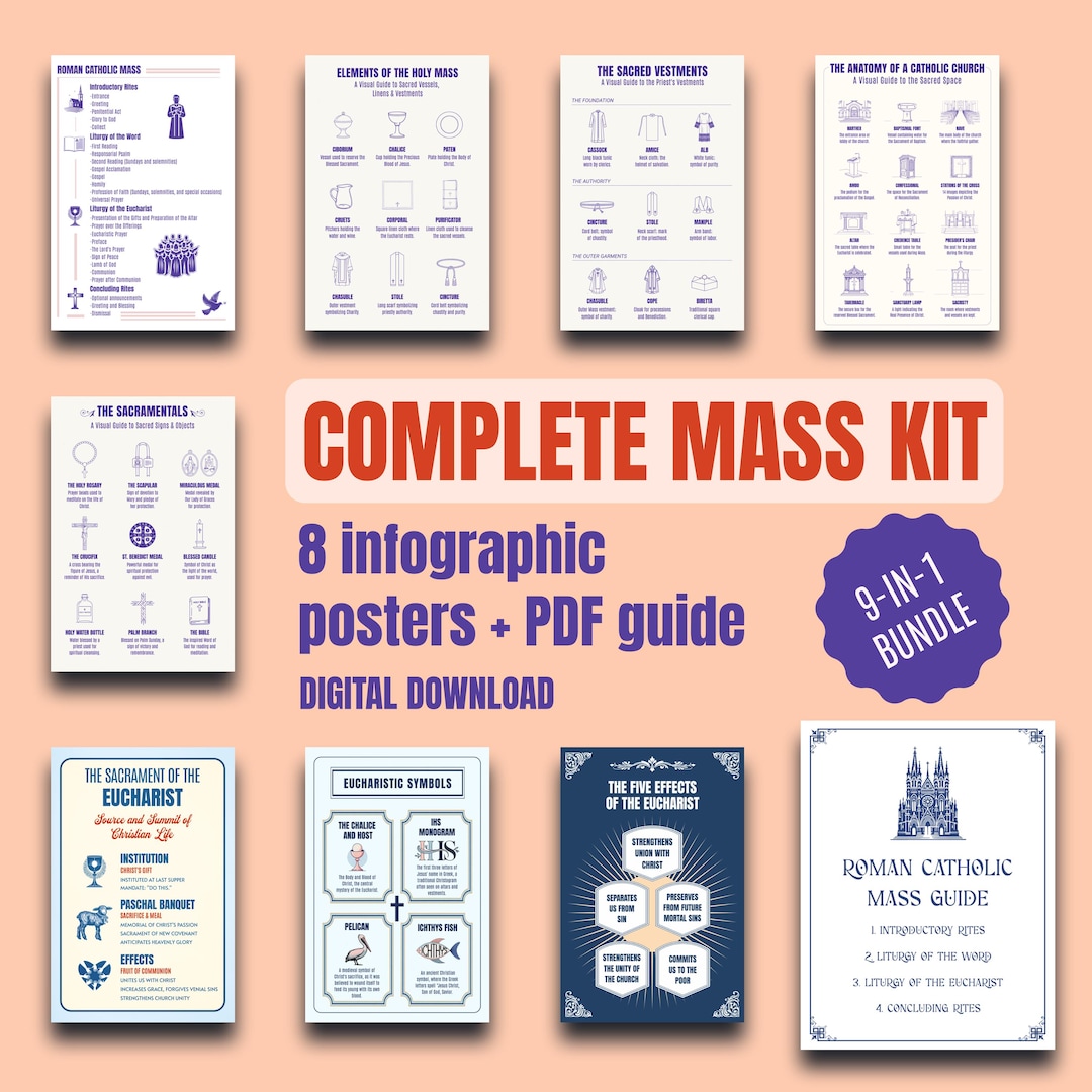 Catholic Mass Educational Kit: 8 Posters + PDF Guide (digital Download ...
