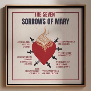 The Seven Sorrows of Virgin Mary Ready to Print Poster - Catholic Wall ...
