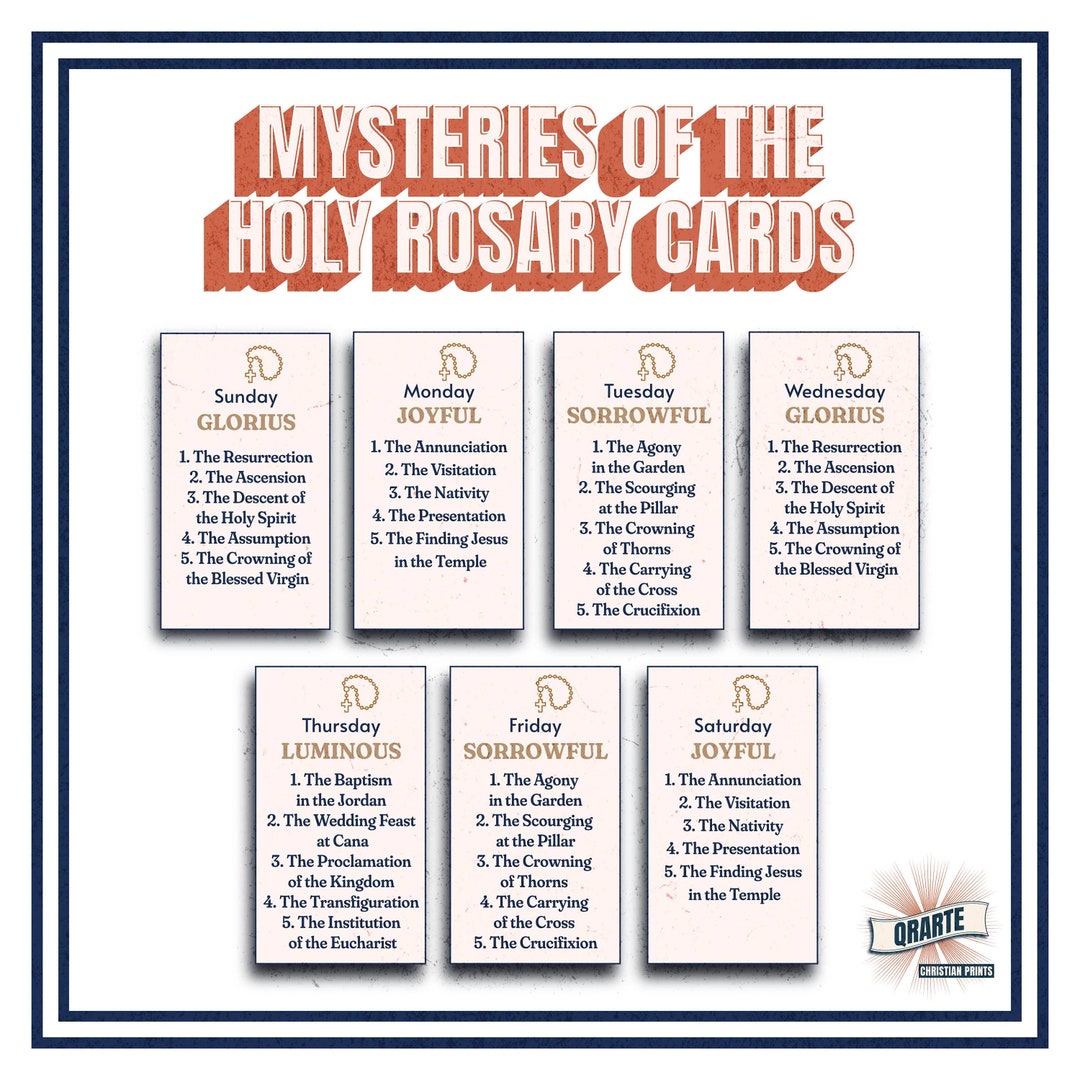 Mysteries of the Holy Rosary Printable Cards, Digital Cards With the ...