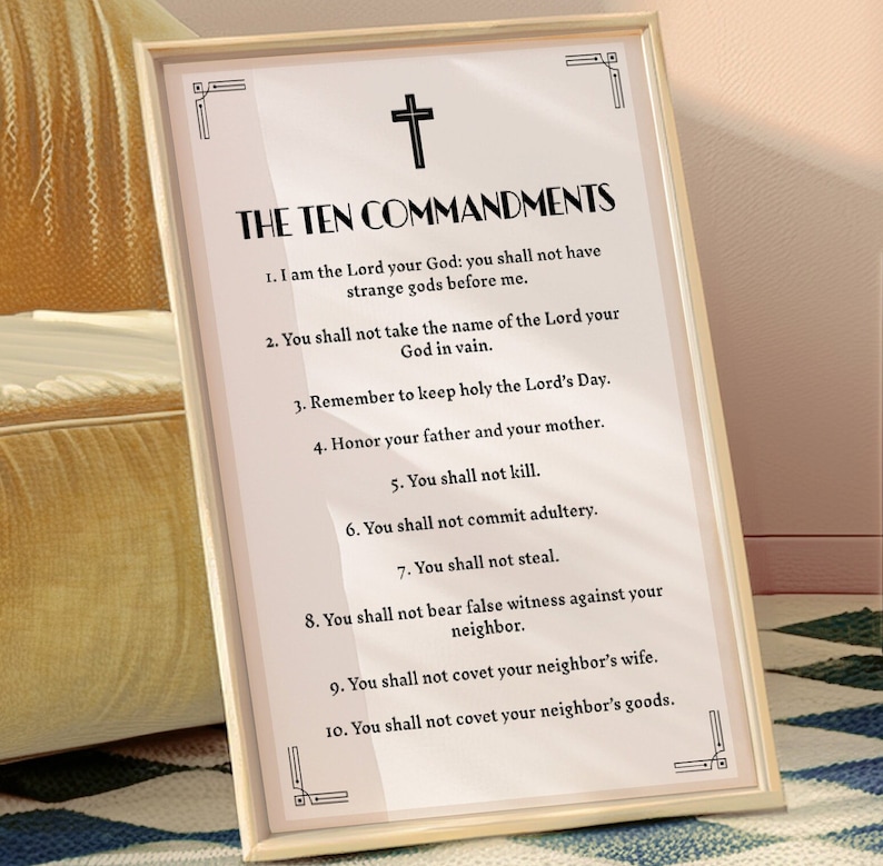 The Ten Commandments Printable Poster - Biblical Didactic Wall Art ...