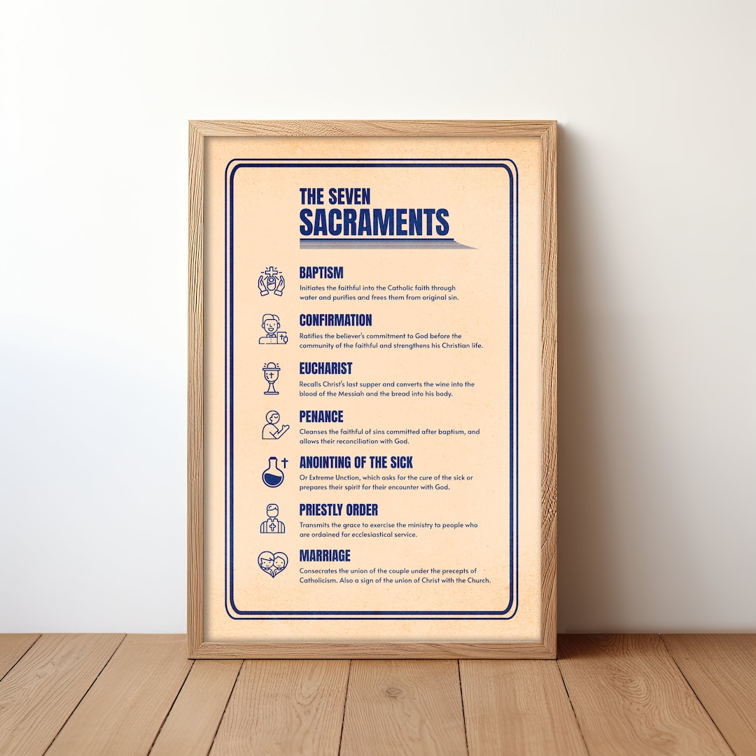 Catholic Sacraments Info Graphic Poster Educational Christian Print ...