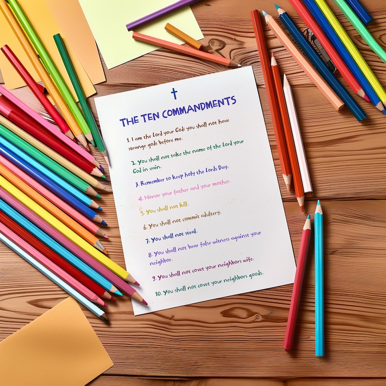 Ten Commandments for Kids Poster - Educational Catholic Wall Art - Etsy