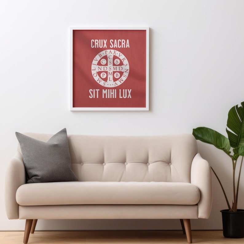 Saint Benedict Cross Poster - Crux Sacra Sit Mihi Lux Print (digital ...