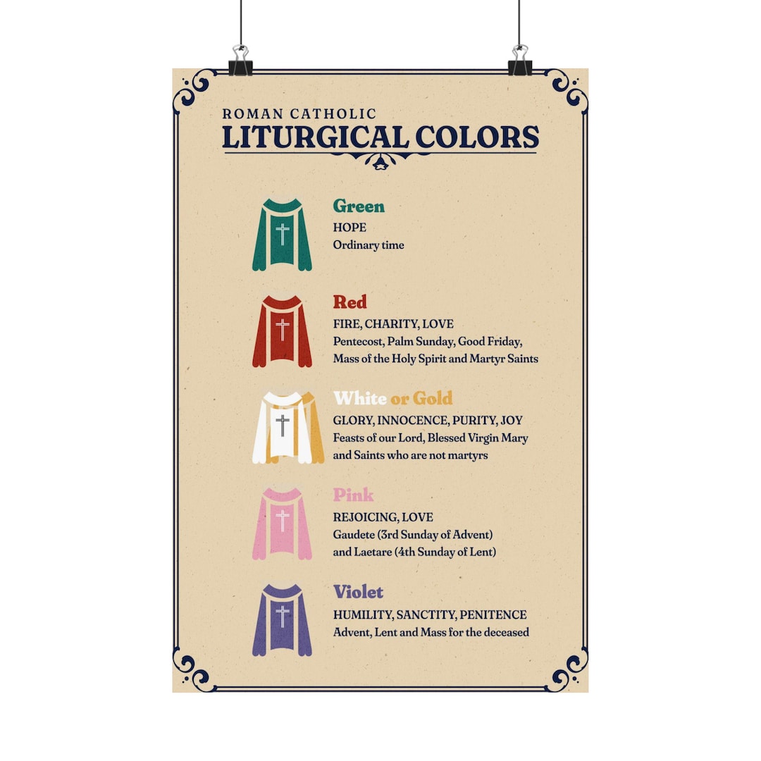 Liturgical Colors Christian Poster, Catholic Wall Art for Church Decor ...